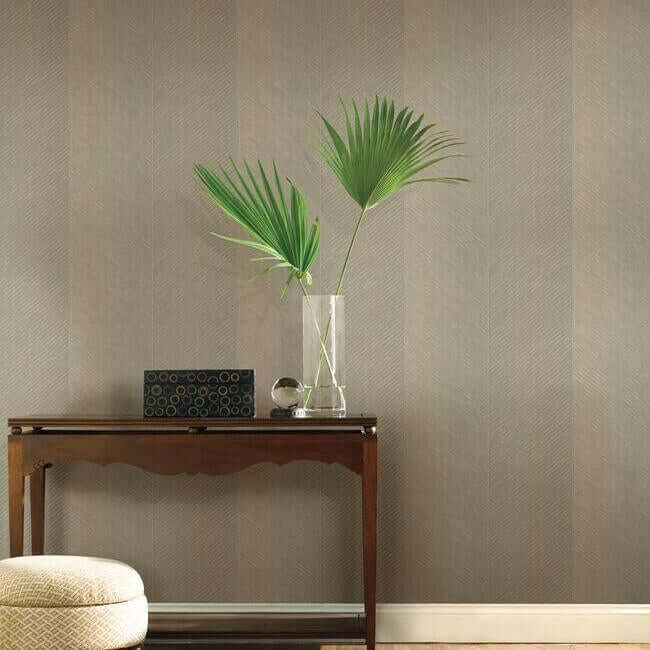 York Wallcoverings. Dark Taupe/Gold Palm Chevron Wallpaper | York