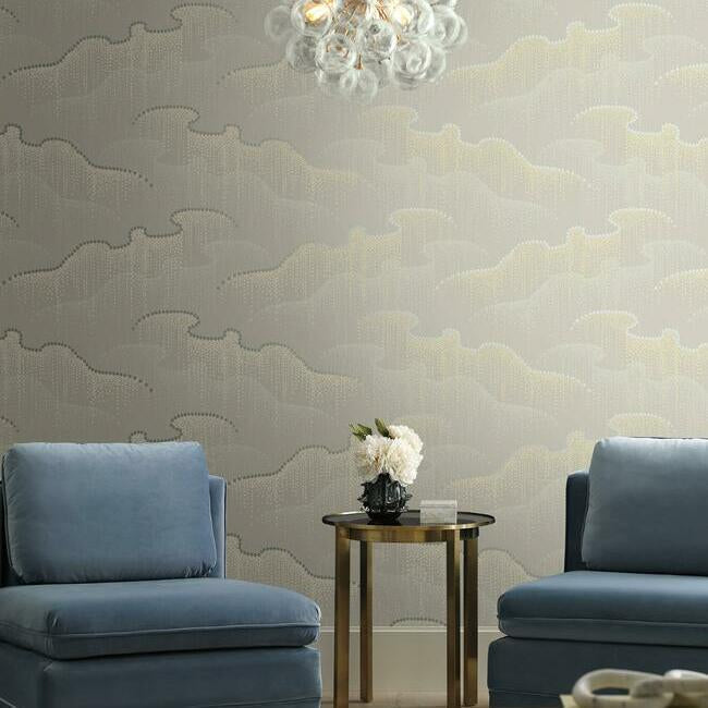 York Wallcoverings. Light Taupe Moonlight Pearls Wallpaper | Candice Olson
