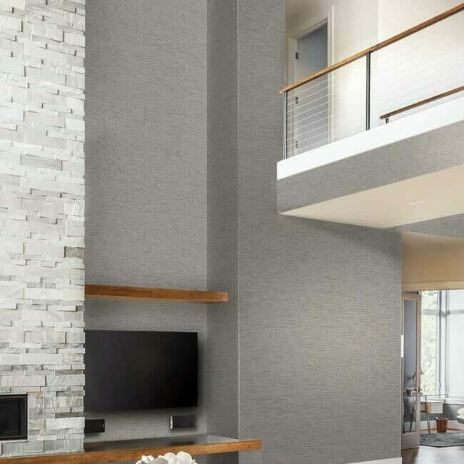 York Wallcoverings. Pewter Stratus Textile Wallcovering | QuietWall