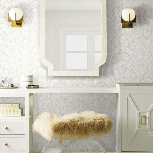 York Wallcoverings. Neutral/Pearl Shell Damask Wallpaper | York
