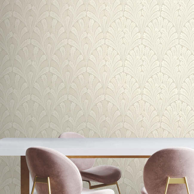 York Wallcoverings. Neutral/Pearl Shell Damask Wallpaper | York