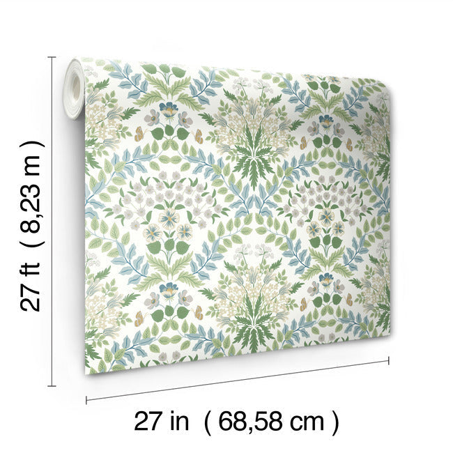 York Wallcoverings. Blue/Green Bramble Wallpaper | Rifle Paper Co.