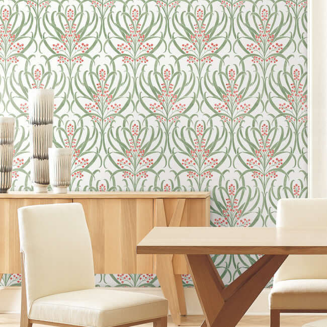 York Wallcoverings. White/Berry Calluna Wallpaper | Ronald Redding Designs