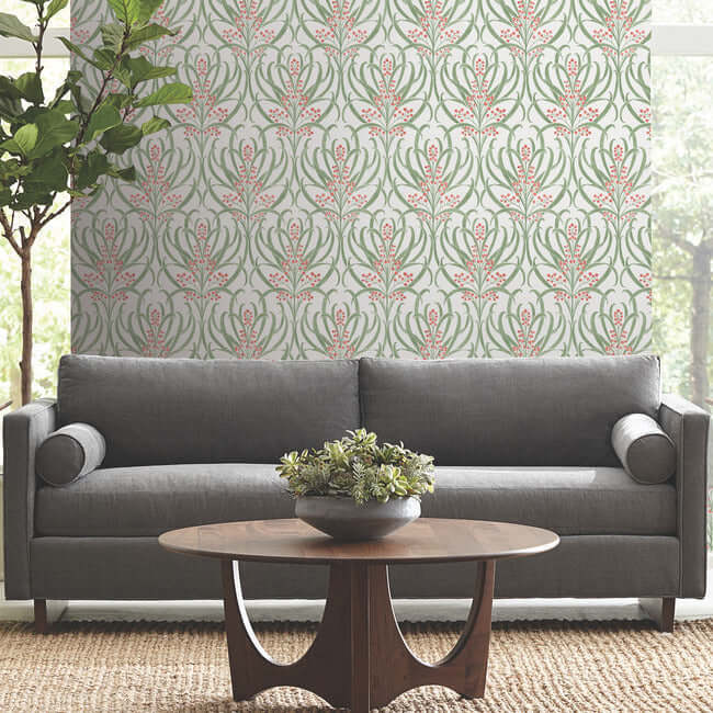 York Wallcoverings. White/Berry Calluna Wallpaper | Ronald Redding Designs