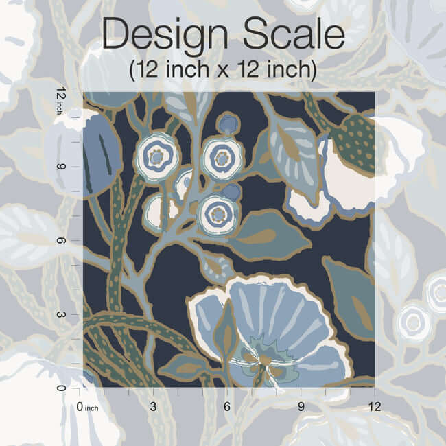 York Wallcoverings. Indigo Vincent Poppies Wallpaper | York