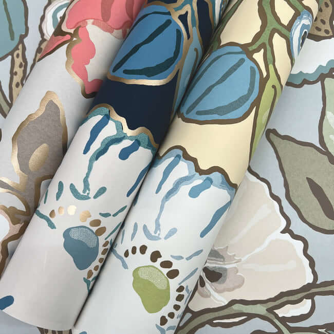 York Wallcoverings. Indigo Vincent Poppies Wallpaper | York