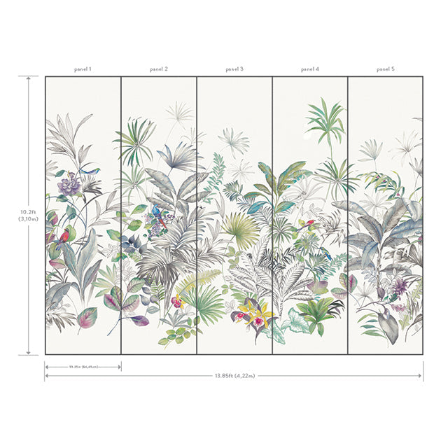 York Wallcoverings. White Tropical Study Mural | York Wallcoverings
