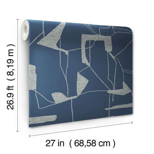 York Wallcoverings. Navy/Silver Abstract Geo Wallpaper | Antonina Vella