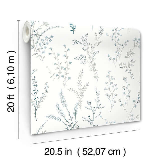 York Wallcoverings. Blue/Green Wildflower Sprigs Peel and Stick ...