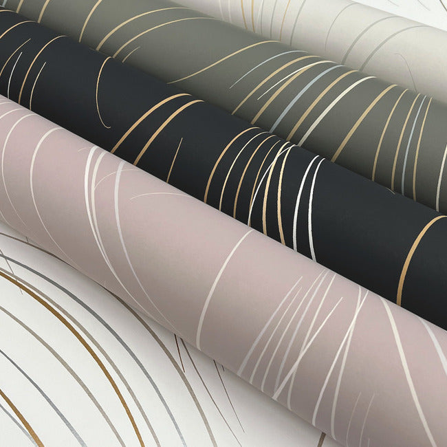 York Wallcoverings. Black Graceful Wisp Wallpaper | York Designer Series