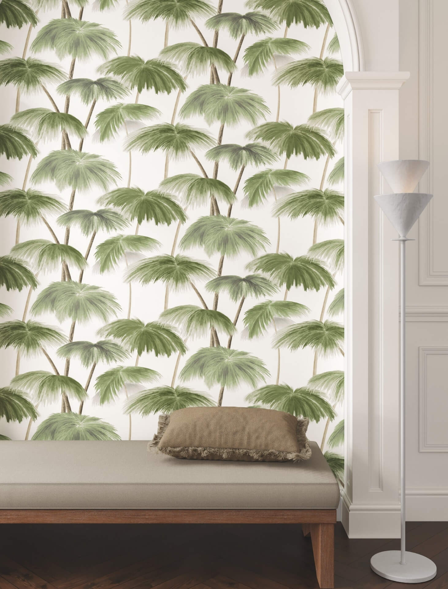 York Wallcoverings. Green Plein Air Palms Wallpaper | York Designer Series