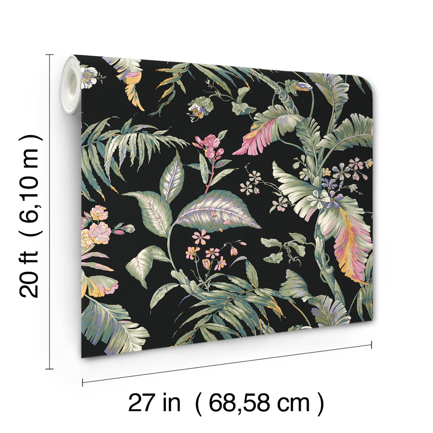 York Wallcoverings. Black Multi Fiji Garden Premium Peel + Stick ...