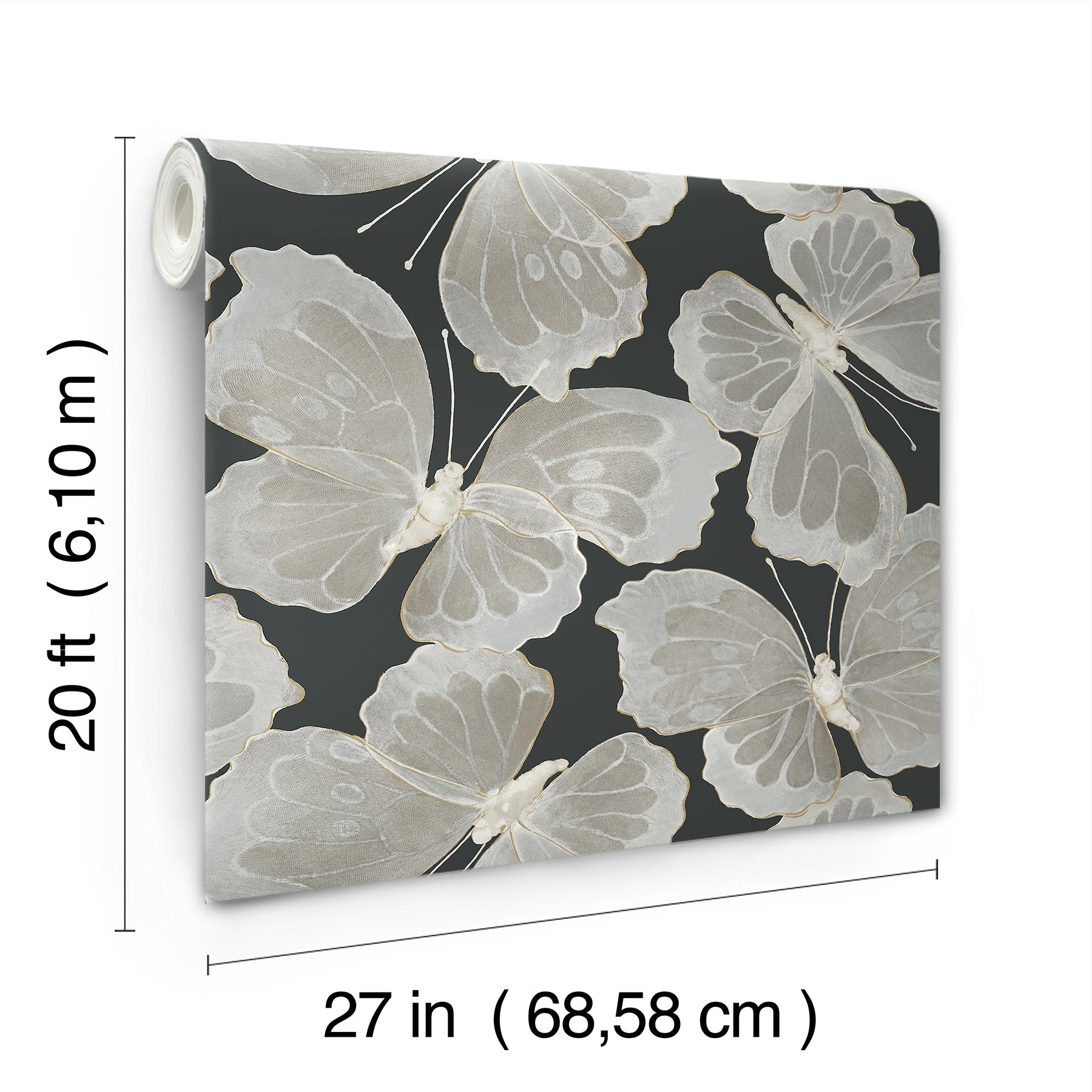 York Wallcoverings. Black/Gold Monarch Premium Peel + Stick Wallpaper ...