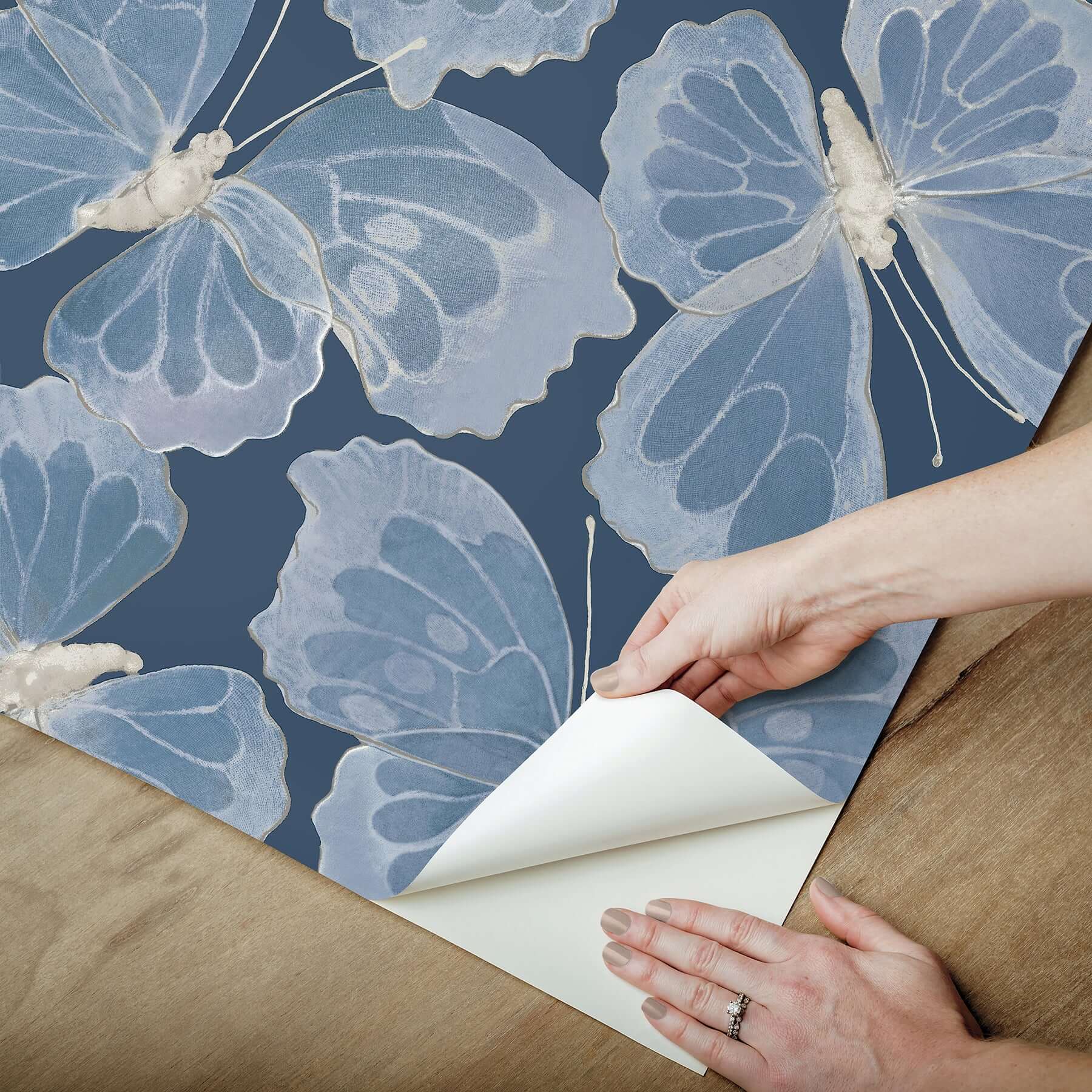 York Wallcoverings. Blue/Glint Monarch Premium Peel + Stick Wallpaper ...