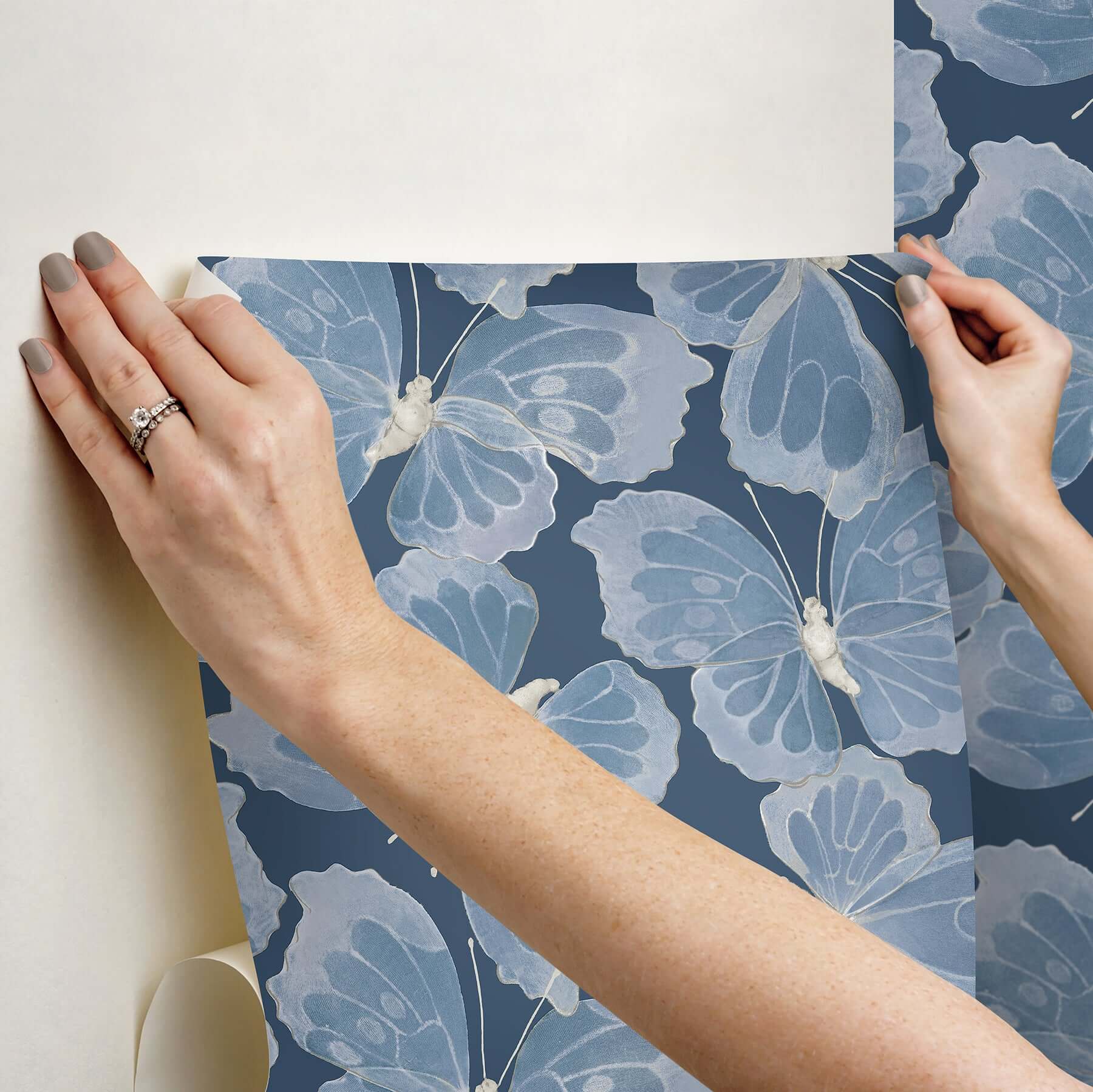 York Wallcoverings. Blue/Glint Monarch Premium Peel + Stick Wallpaper ...