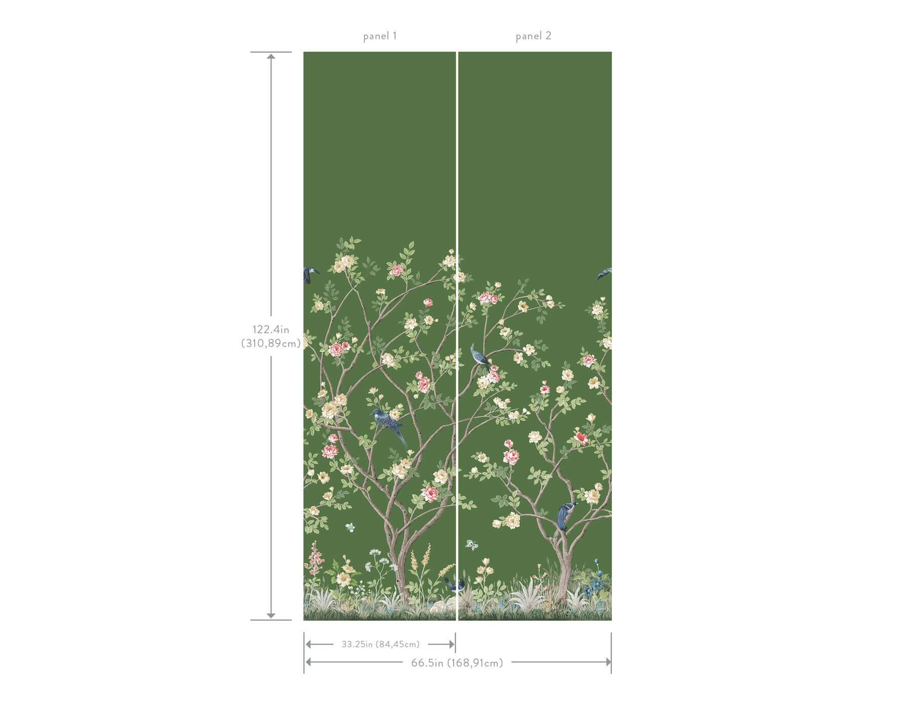 York Wallcoverings. Green Lingering Garden Wallpaper Mural | Ronald Redding