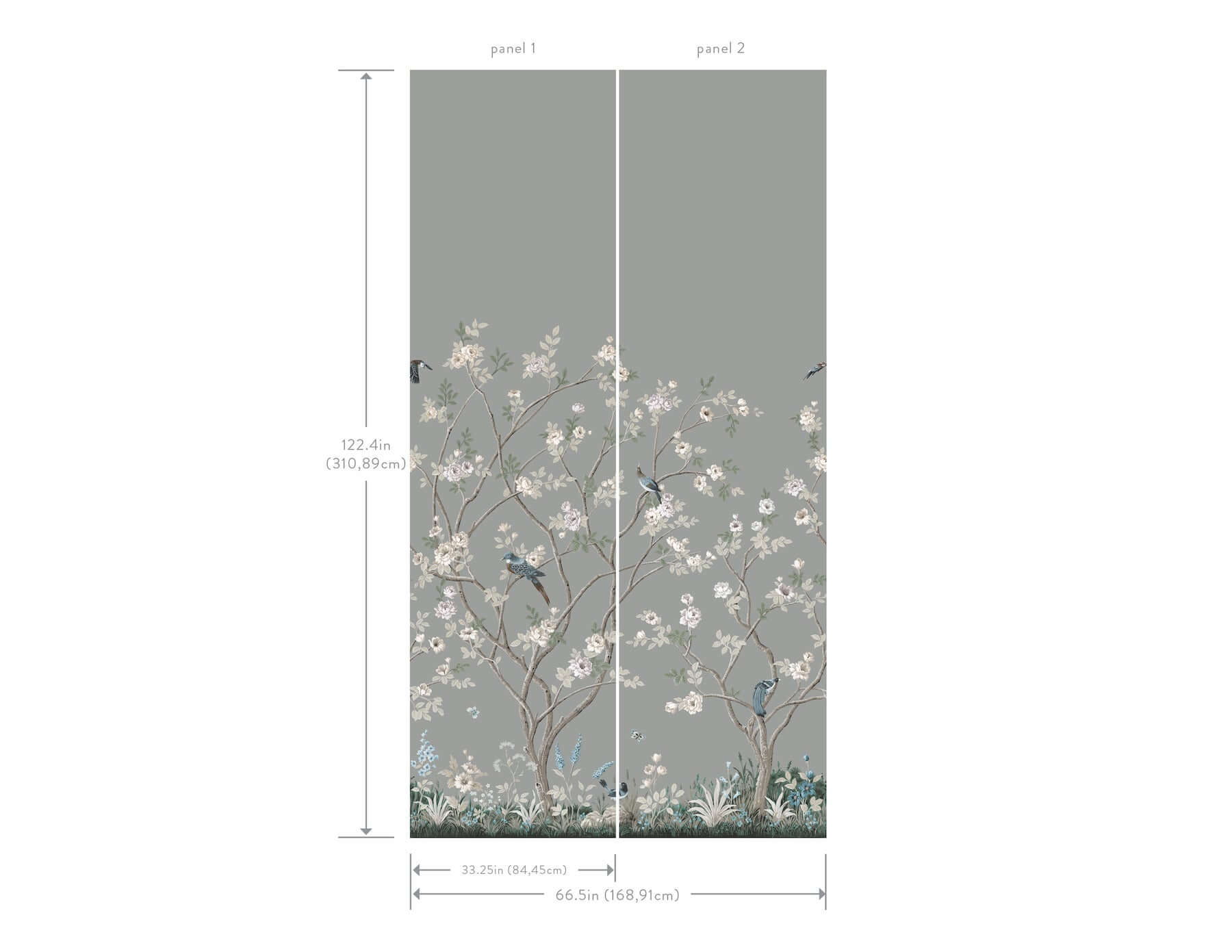 York Wallcoverings. Grey Lingering Garden Wallpaper Mural | Ronald Redding