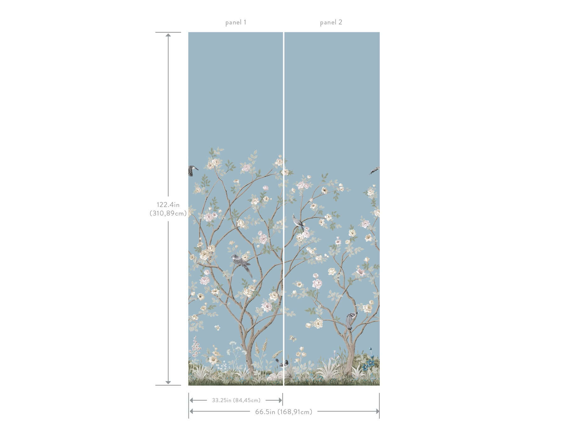 York Wallcoverings. Sky Blue Lingering Garden Wallpaper Mural | Ronald ...