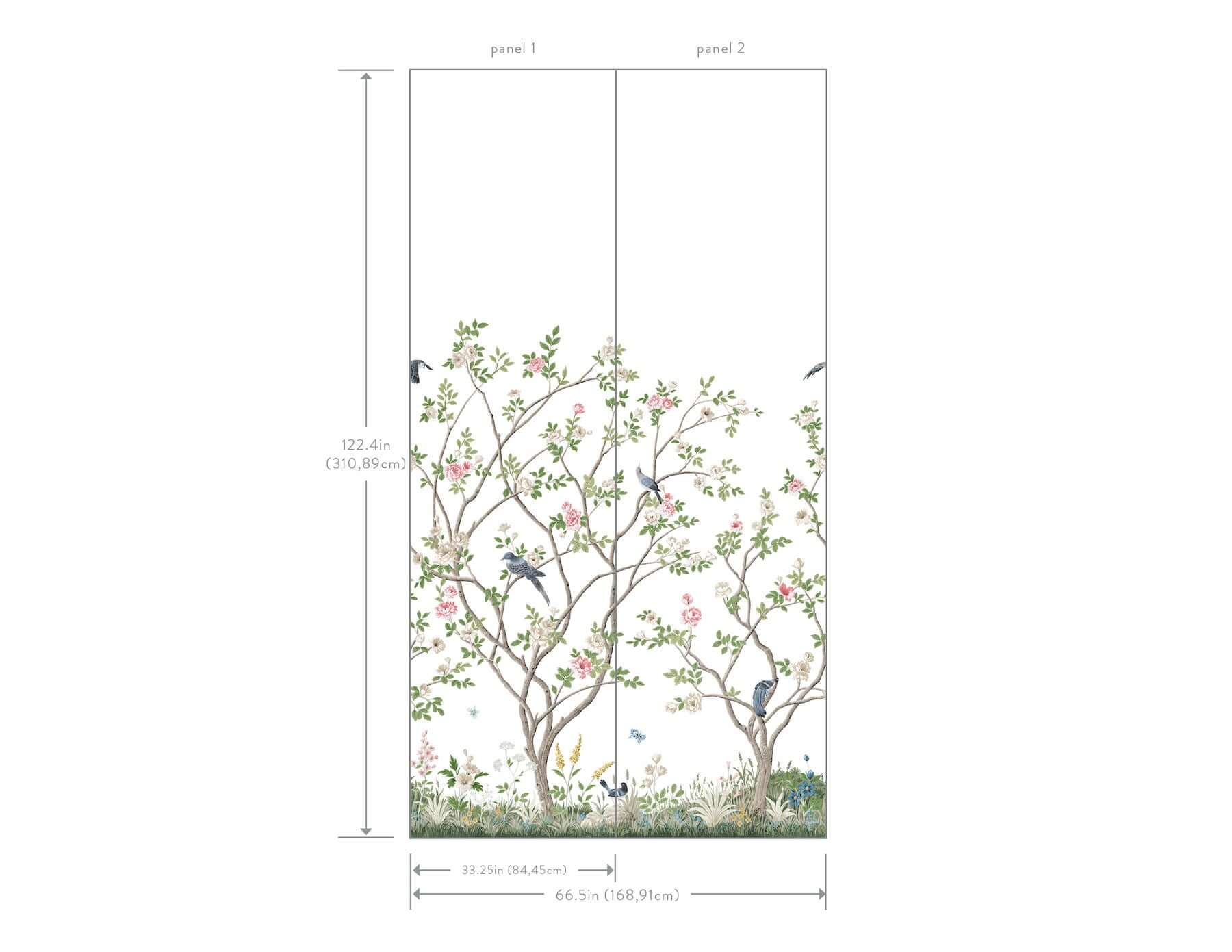 York Wallcoverings. White Lingering Garden Wallpaper Mural | Ronald Redding