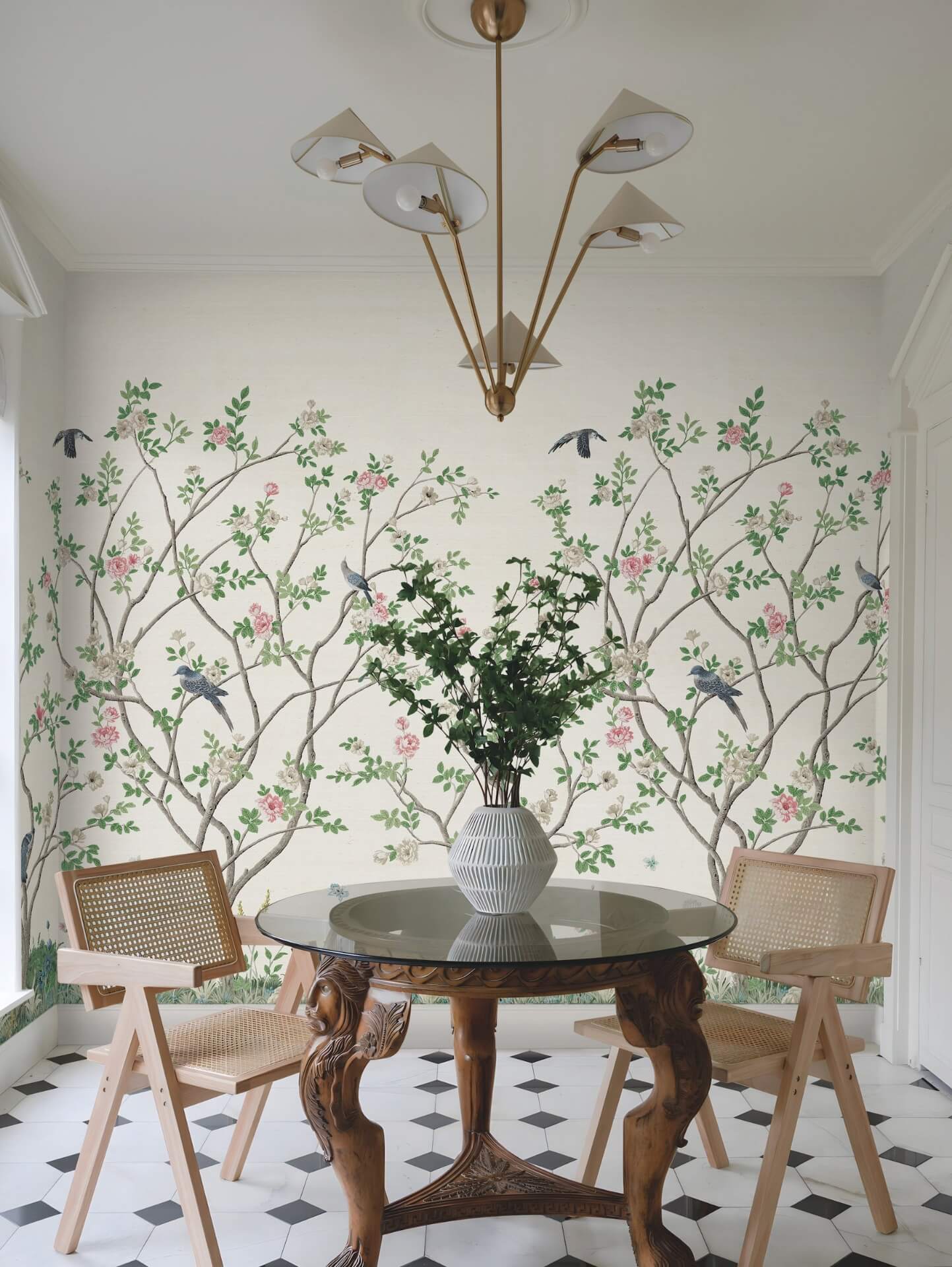 York Wallcoverings. White On Sisal Lingering Garden Wallpaper Mural on ...
