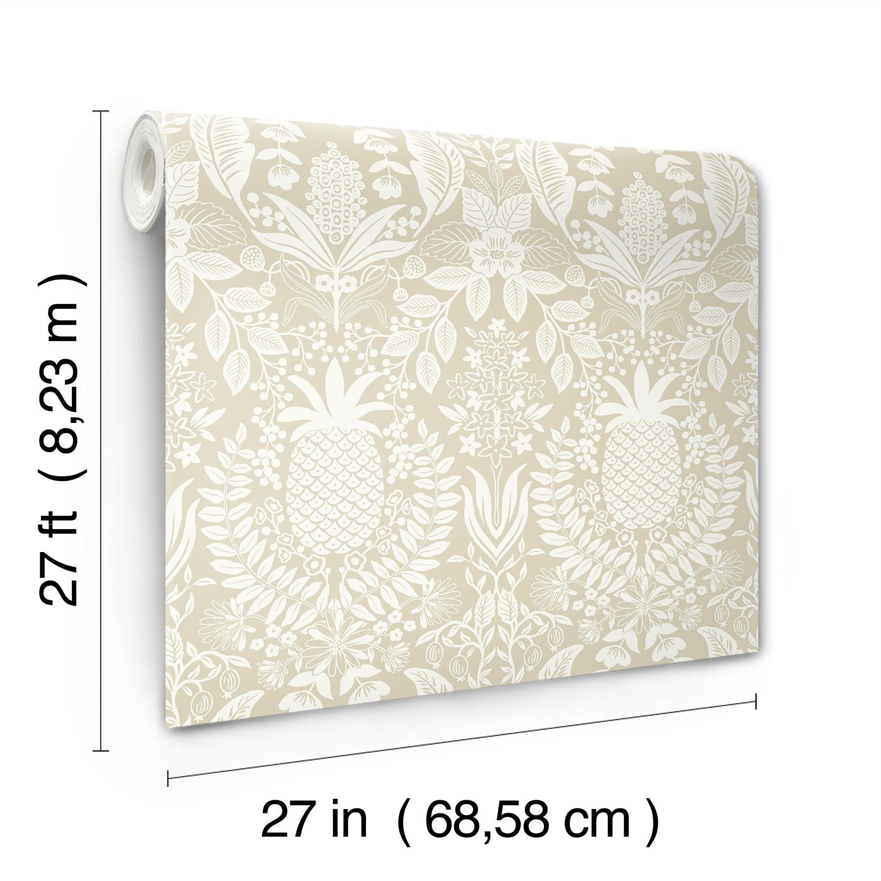 York Wallcoverings. Linen Pineapple Damask Wallpaper | Rifle Paper Co.