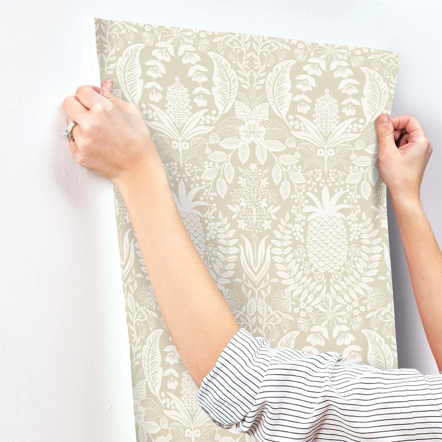 York Wallcoverings. Linen Pineapple Damask Wallpaper | Rifle Paper Co.