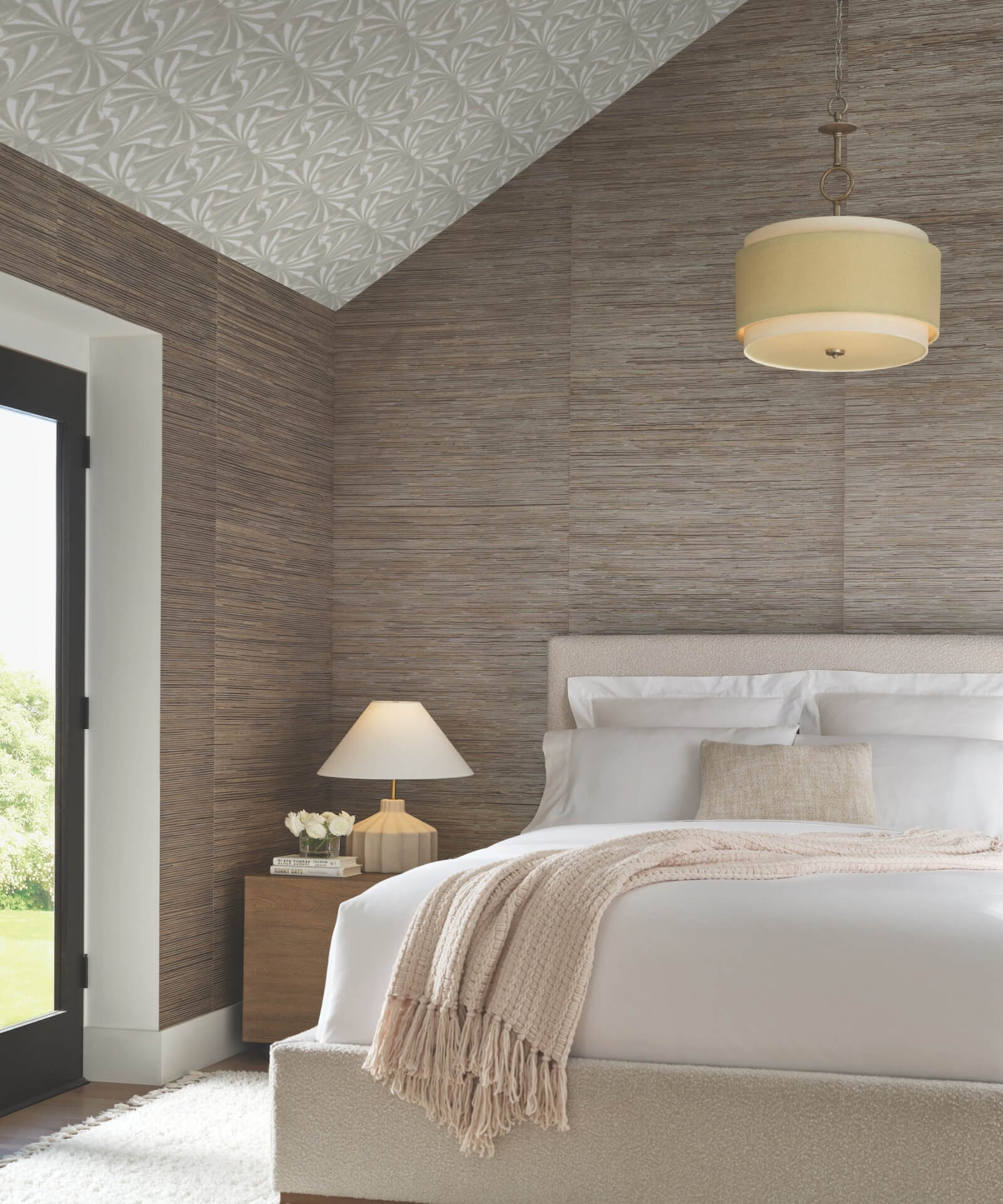 York Wallcoverings. Ivory Sculpted Fans Wallpaper | Candice Olson