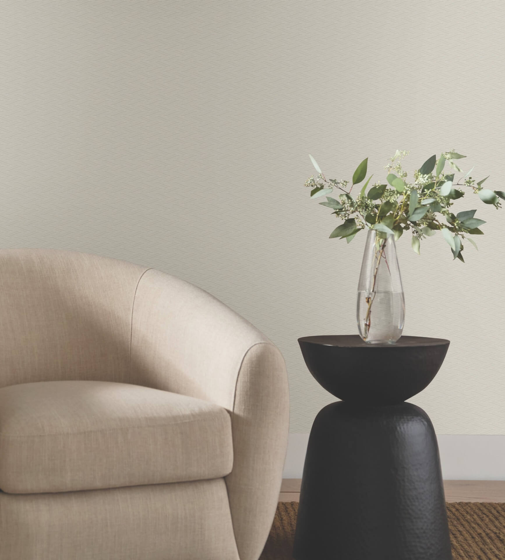 York Wallcoverings. Taupe Elevated Waves Wallpaper | Candice Olson