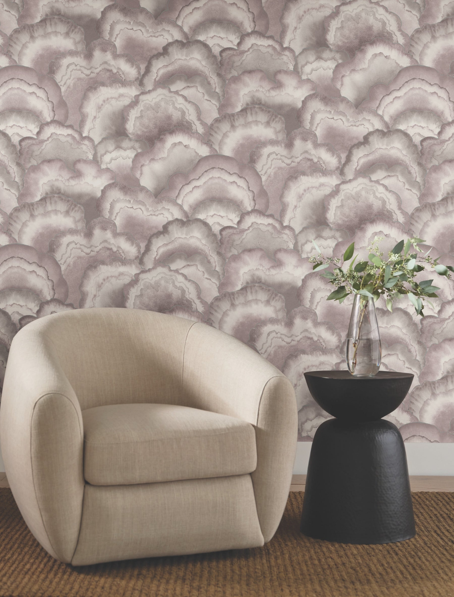 York Wallcoverings. Lavender Abalone Fans Wallpaper | Candice Olson