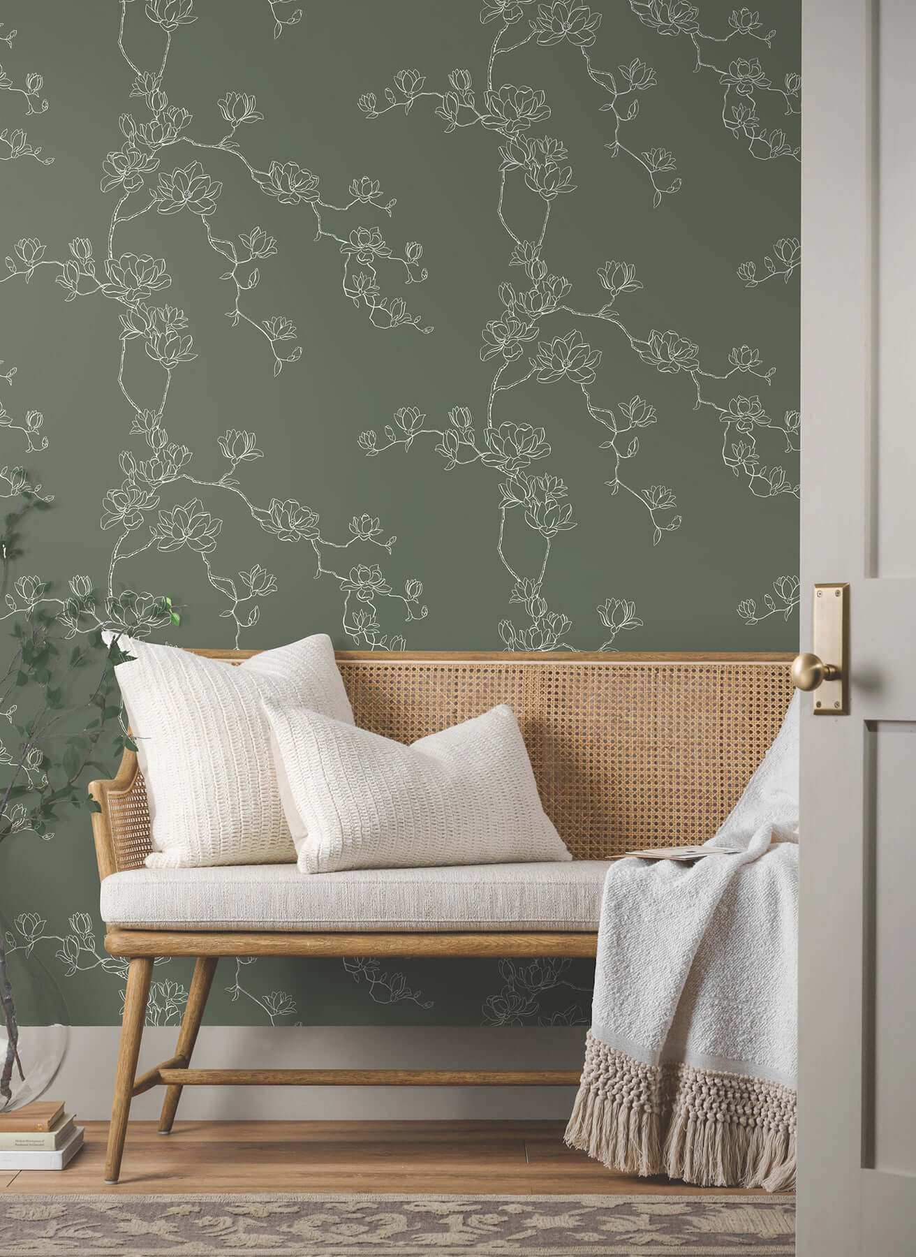 York Wallcoverings. Pine Magnolia Branches Wallpaper | York