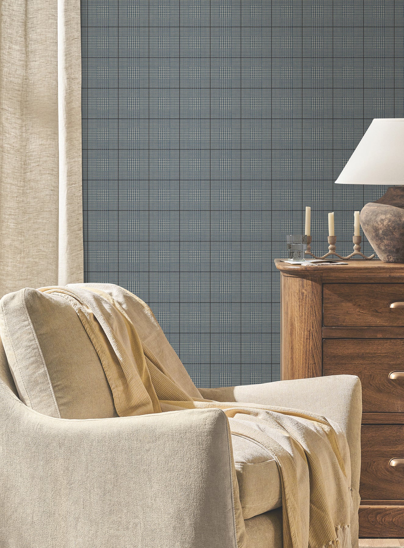 York Wallcoverings. Blue Windsor Wallpaper | York