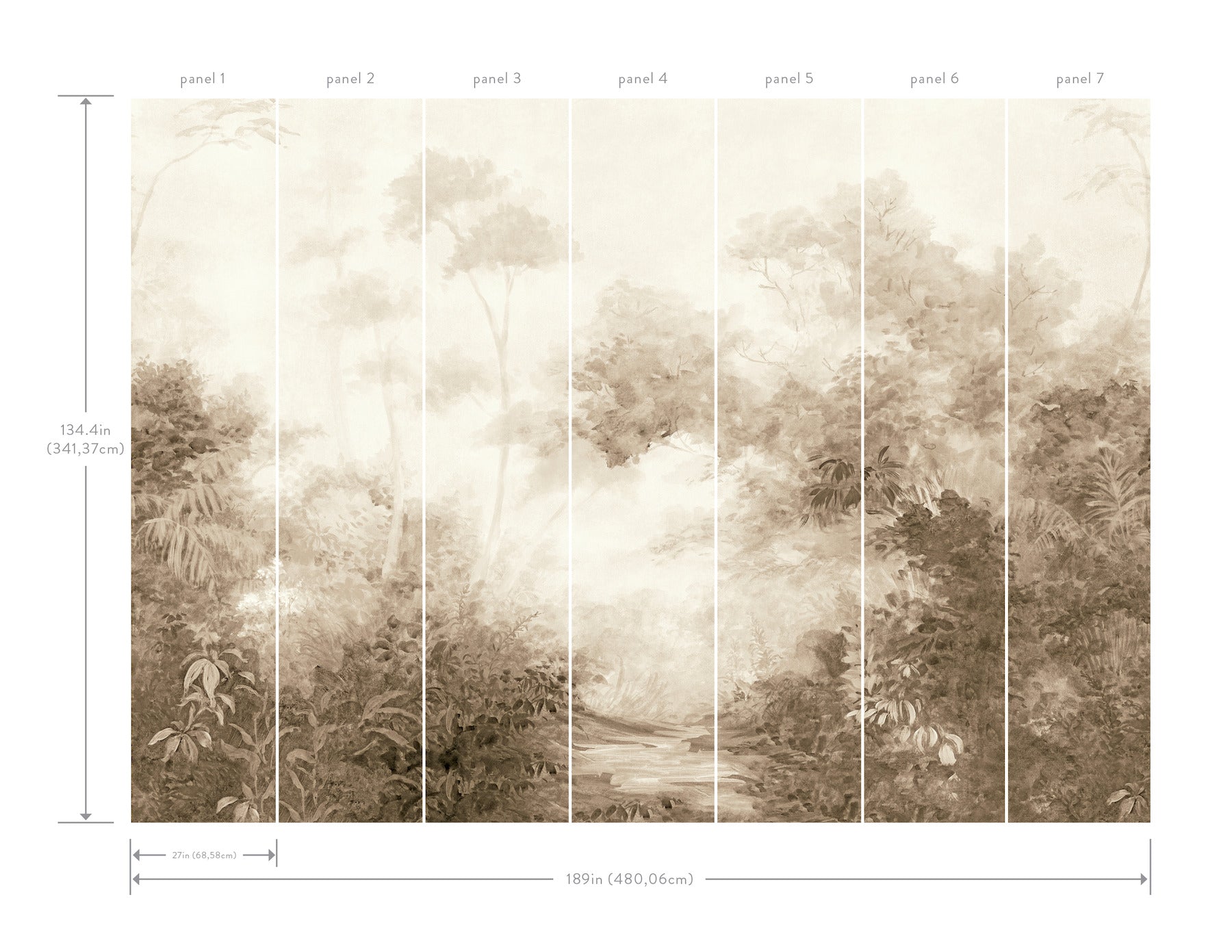 York Wallcoverings. Sepia Woodlands Mural Wall Mural | York