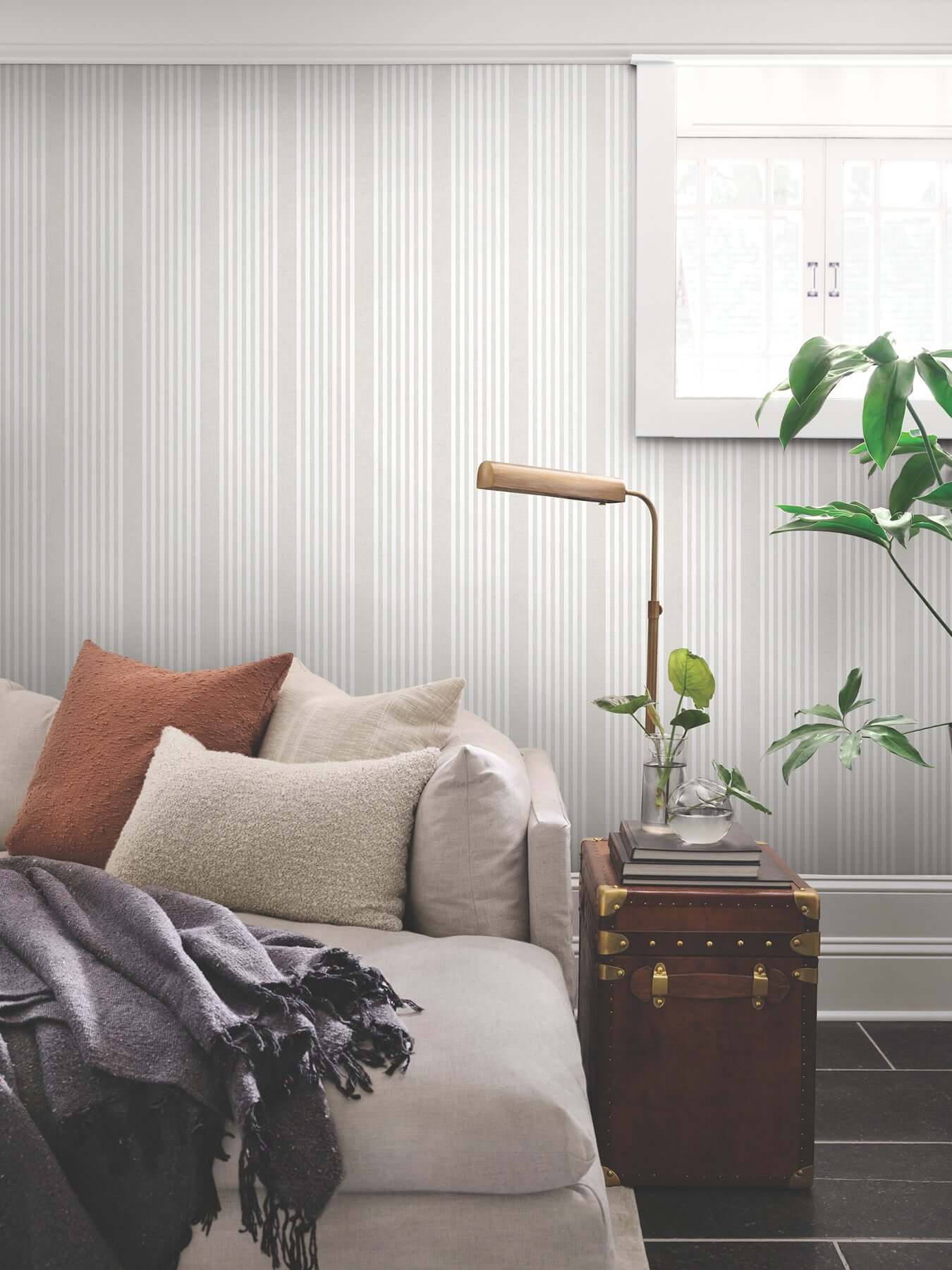 York Wallcoverings. Soft Linen French Linen Stripe Wallpaper | York