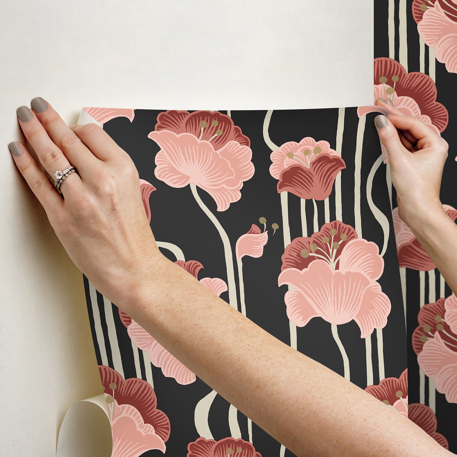 York Wallcoverings: Wallpaper Designed to Inspire. Black/Coral Shirley ...