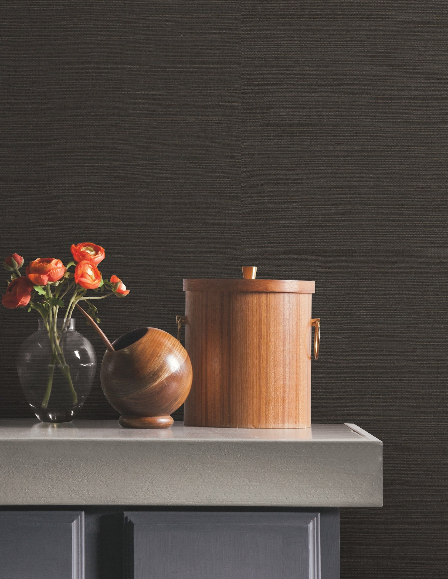 York Wallcoverings. Black Natural Grasscloth Peel + Stick Wallpaper ...