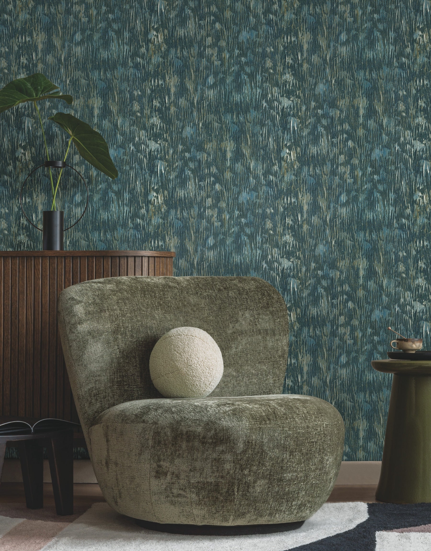 York Wallcoverings. Teal Gilded Plume Wallpaper | York
