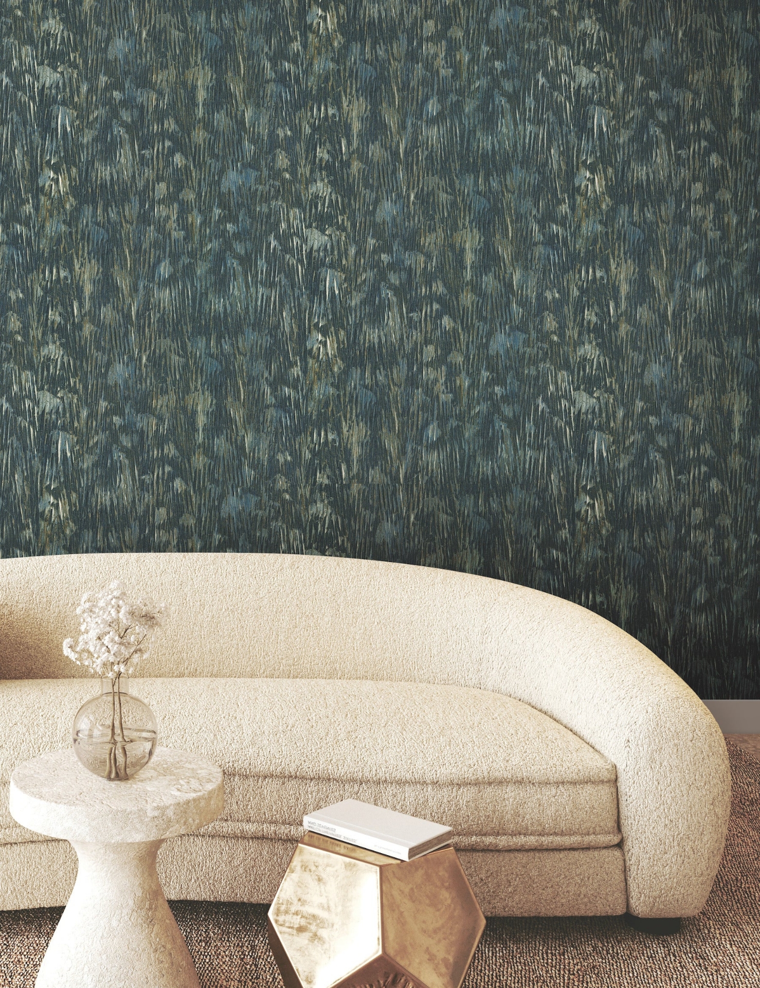 York Wallcoverings. Teal Gilded Plume Wallpaper | York