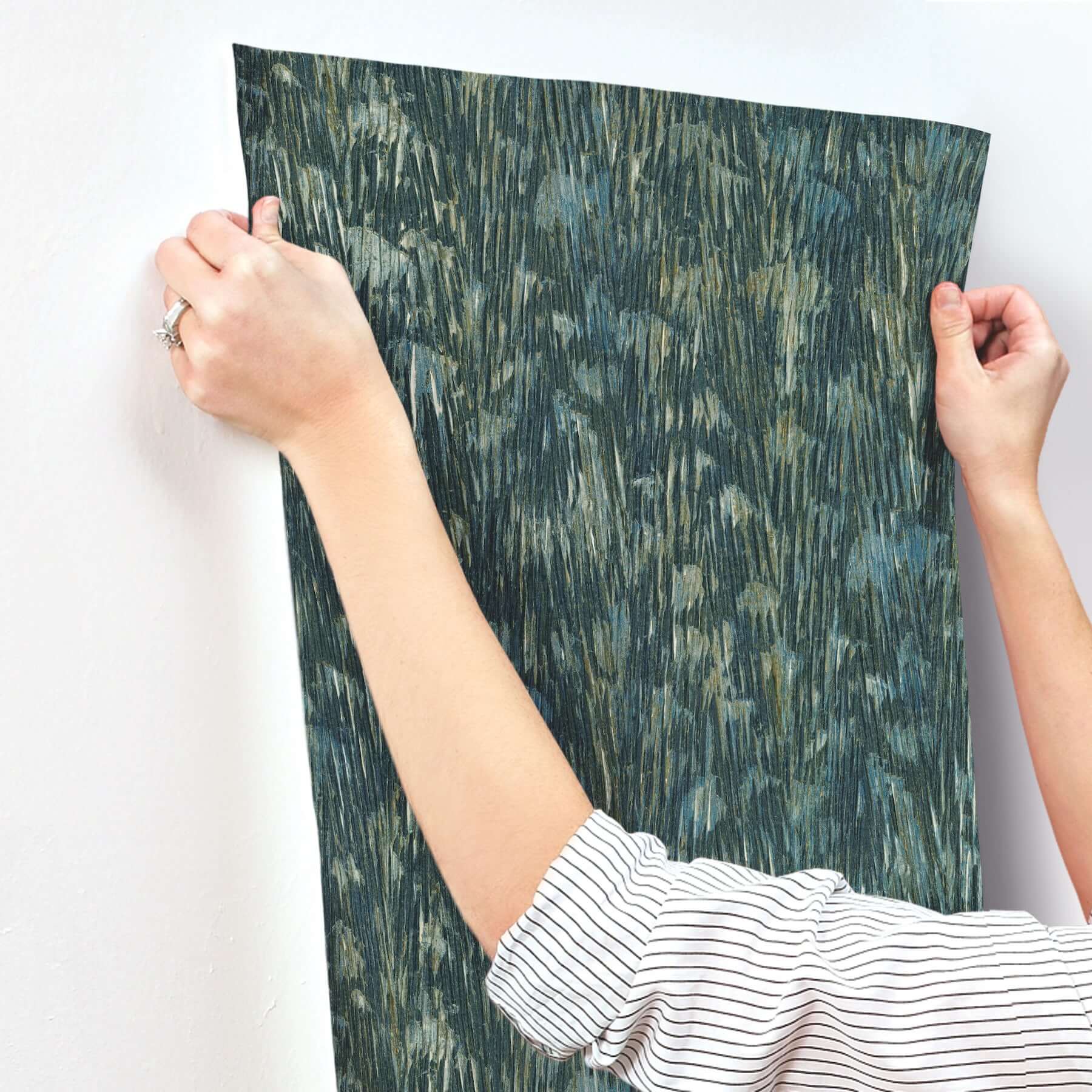 York Wallcoverings. Teal Gilded Plume Wallpaper | York