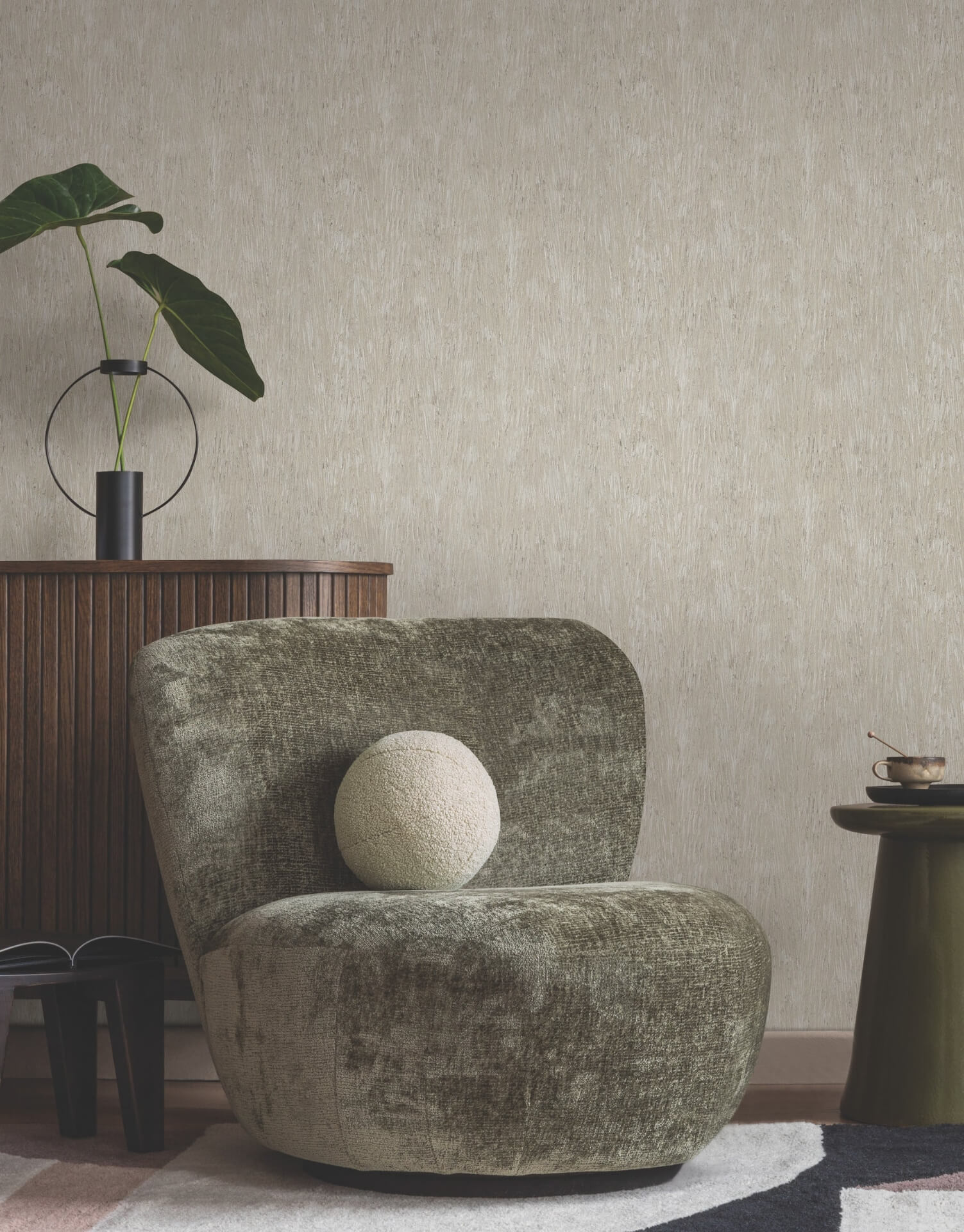 York Wallcoverings. Warm Grey Gilded Plume Wallpaper | York