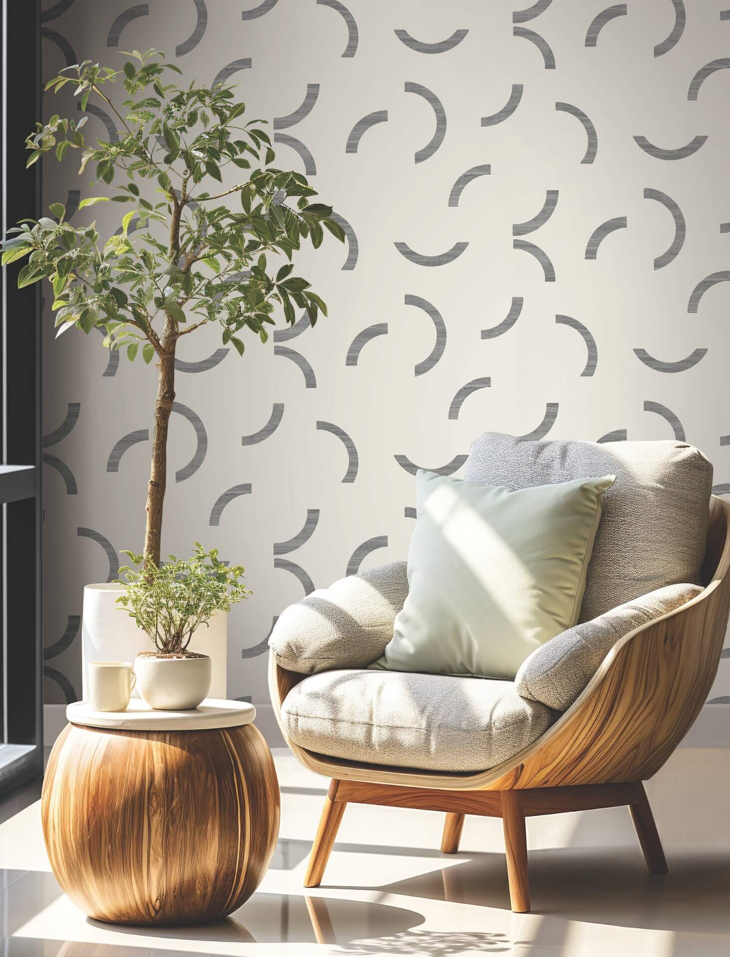 York Wallcoverings. Black Lunula Wallpaper | York