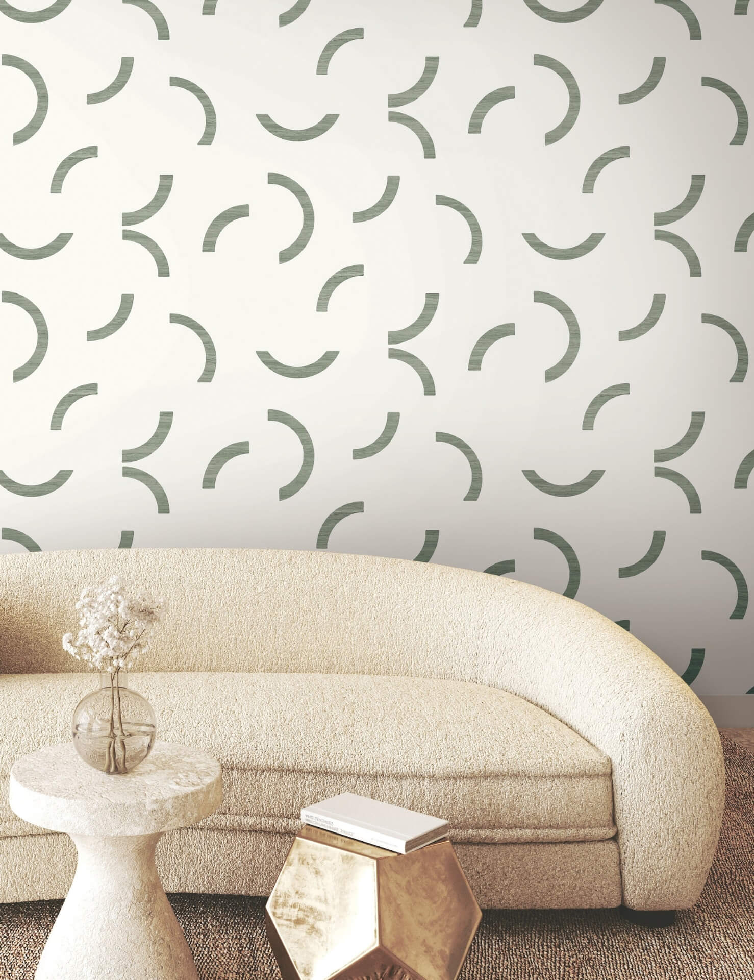 York Wallcoverings. Green Lunula Wallpaper | York