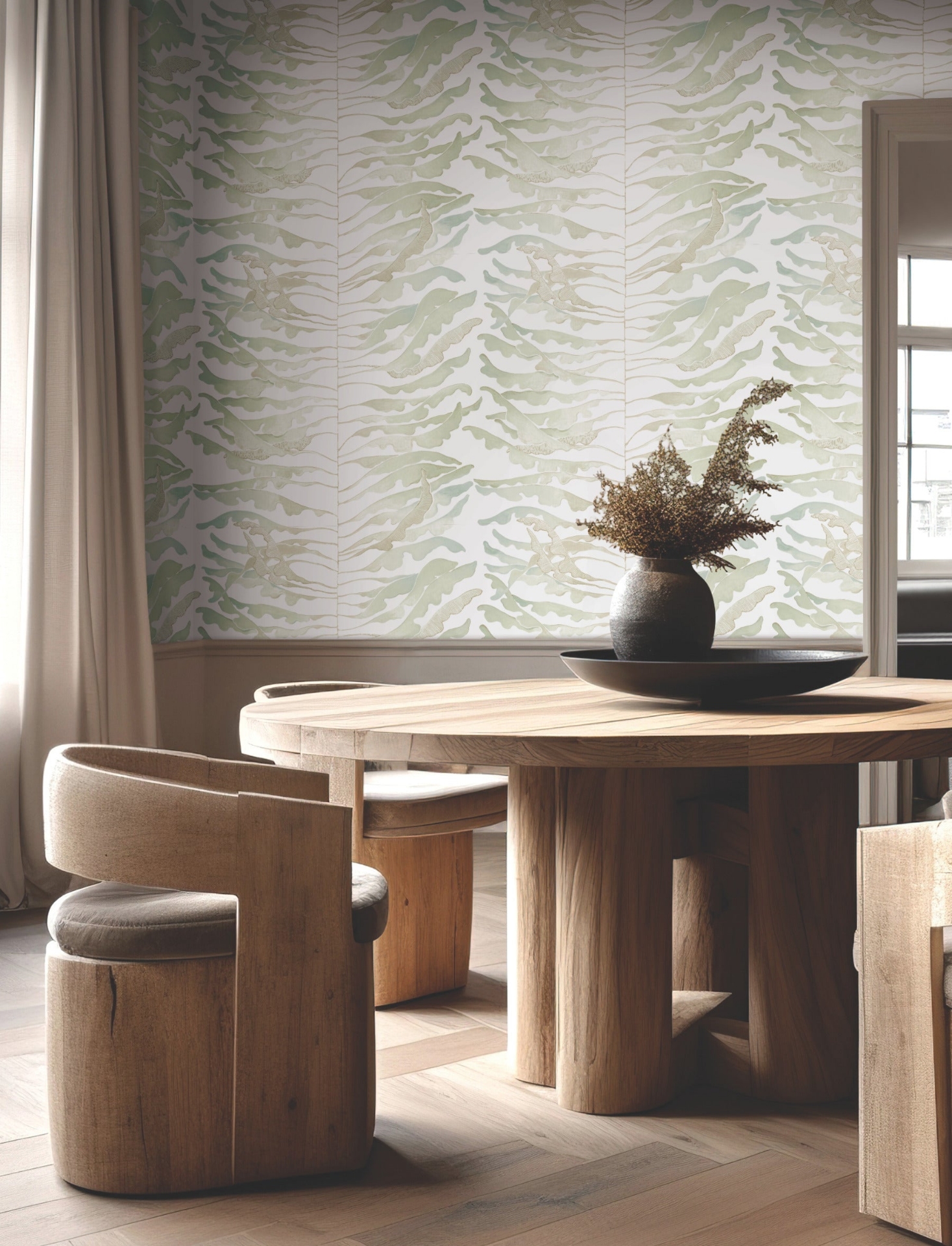 York Wallcoverings. Green Leaf Column Wallpaper | York