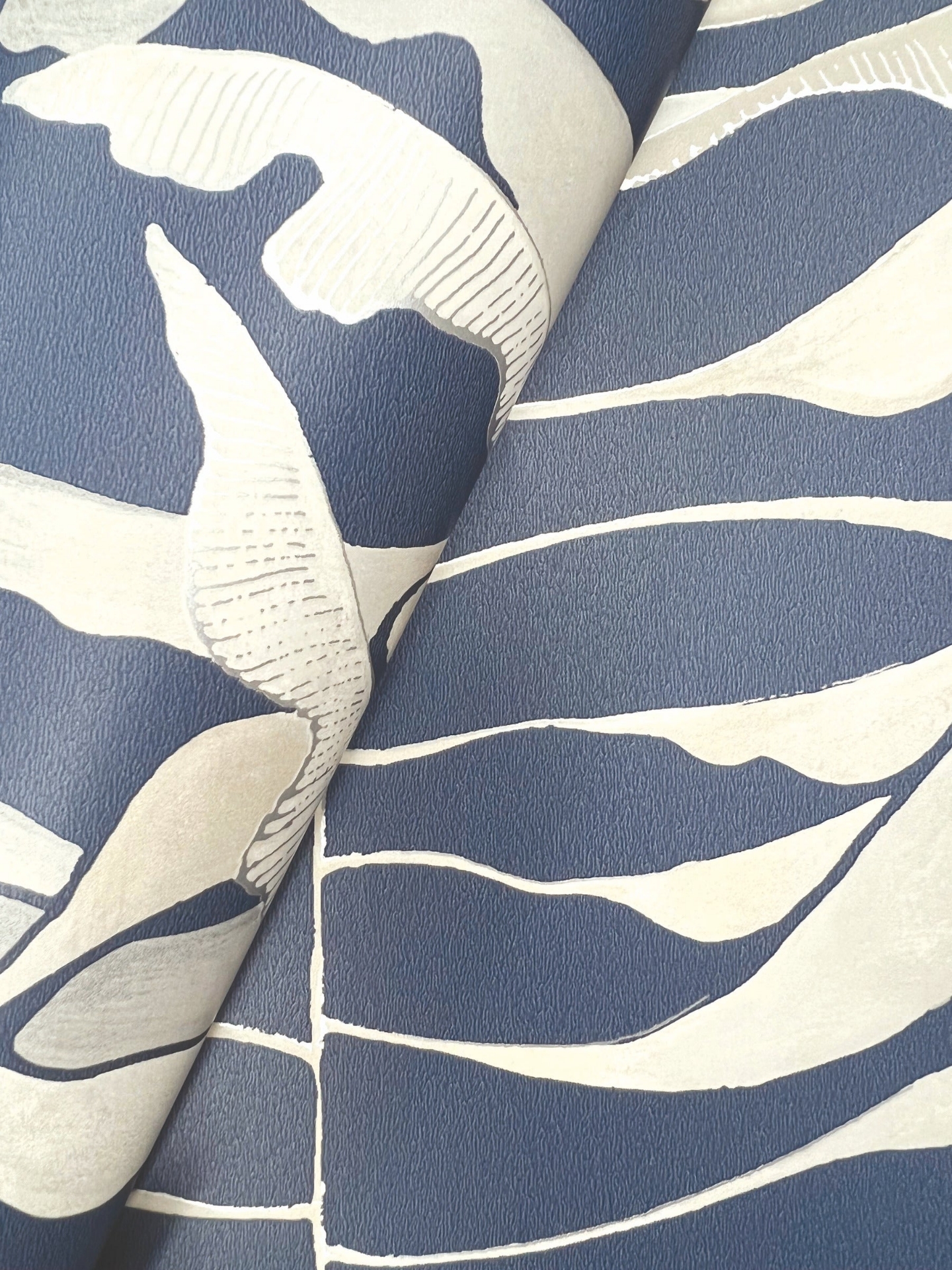 York Wallcoverings. Navy Leaf Column Wallpaper | York