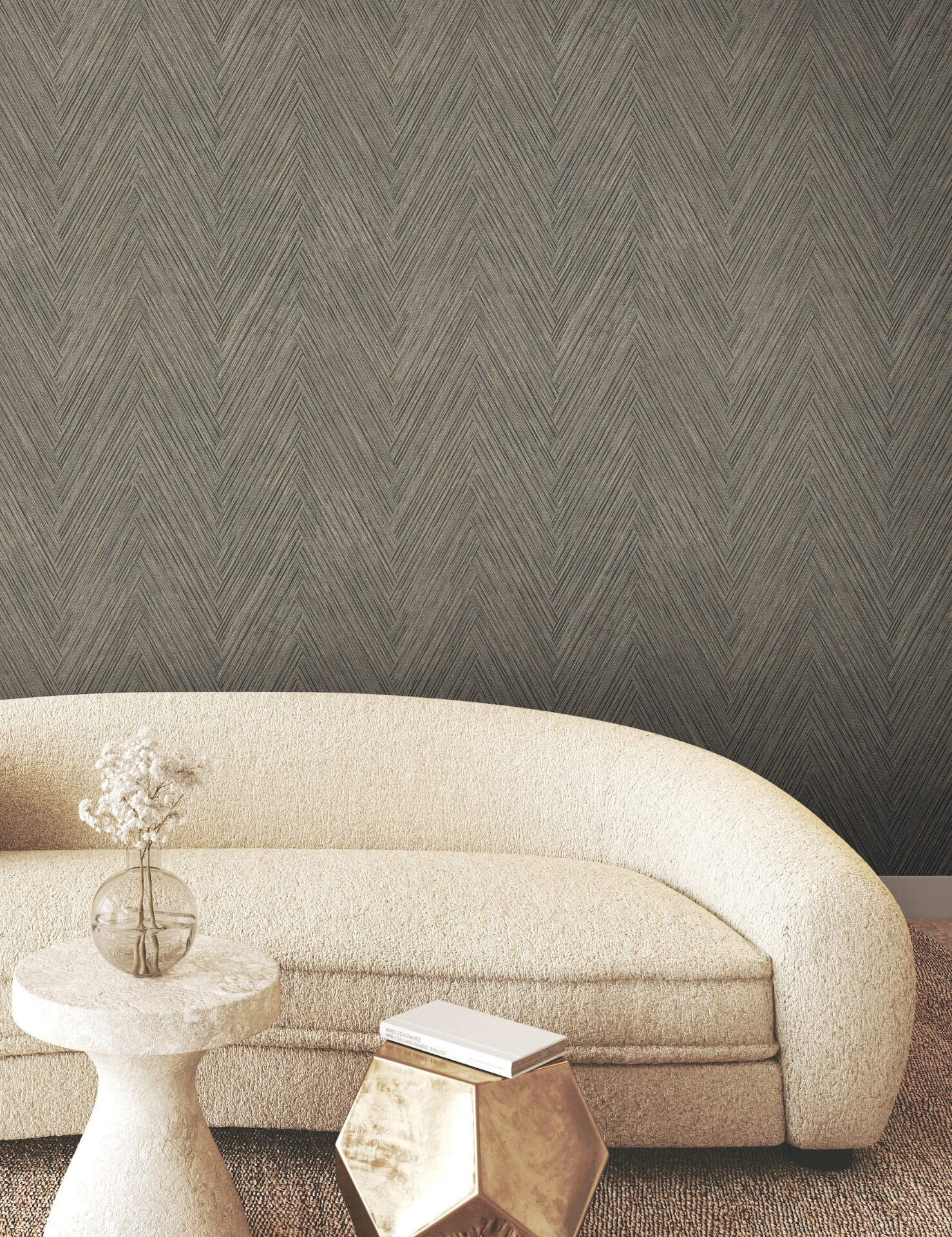 York Wallcoverings. Charcoal Thatched Chevron Wallpaper | York