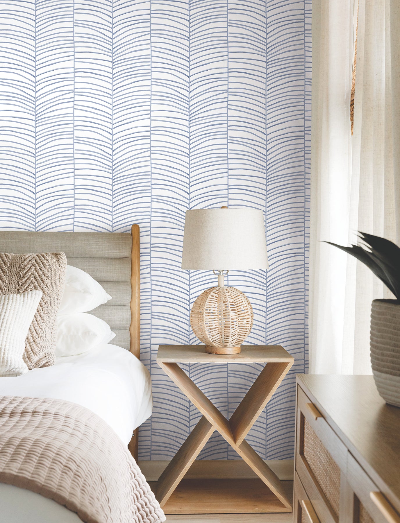 York Wallcoverings. Sea Cascade Palm Chevron | York Wallcoverings