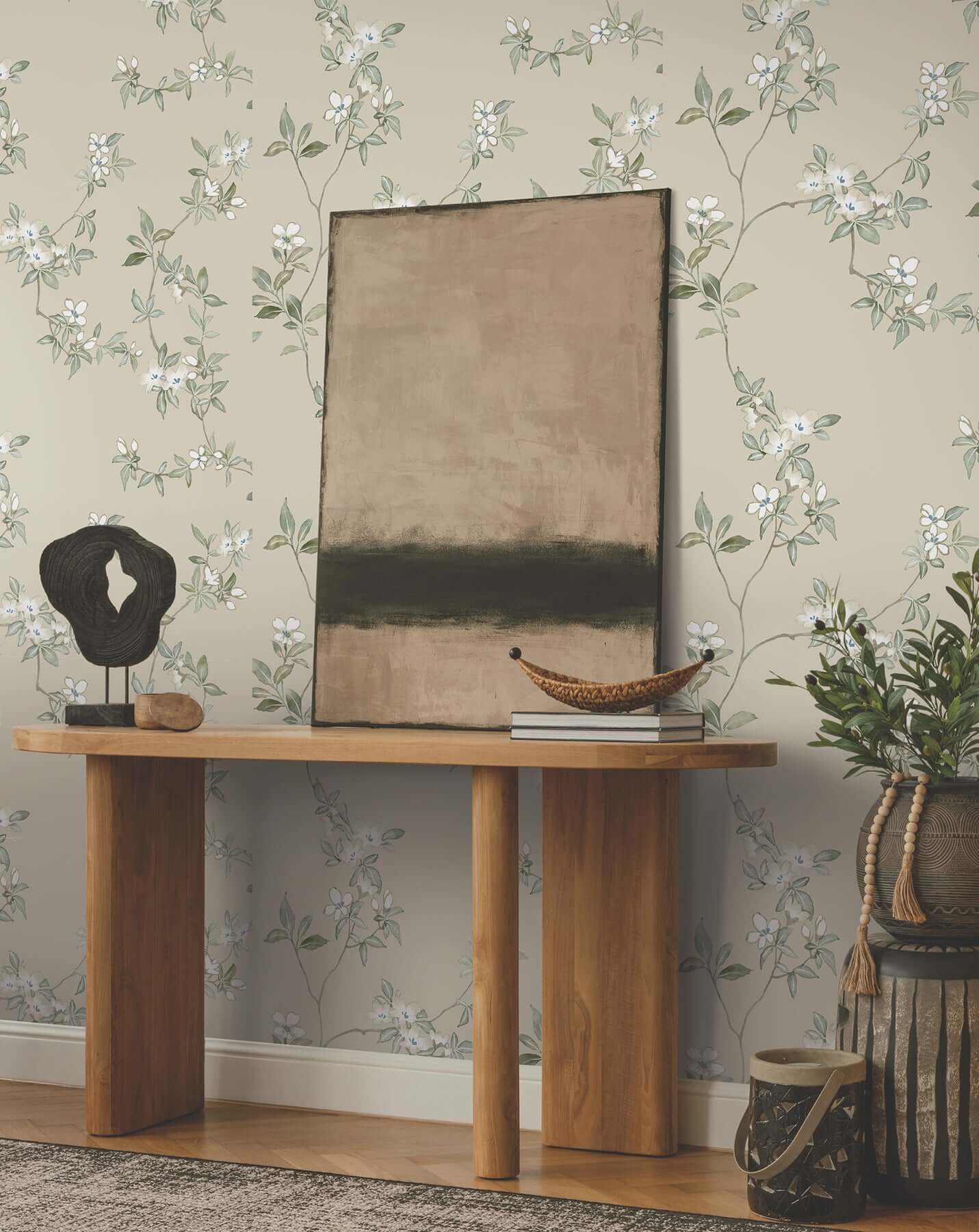 York Wallcoverings. Taupe April Blossom Wallpaper | Ronald Redding