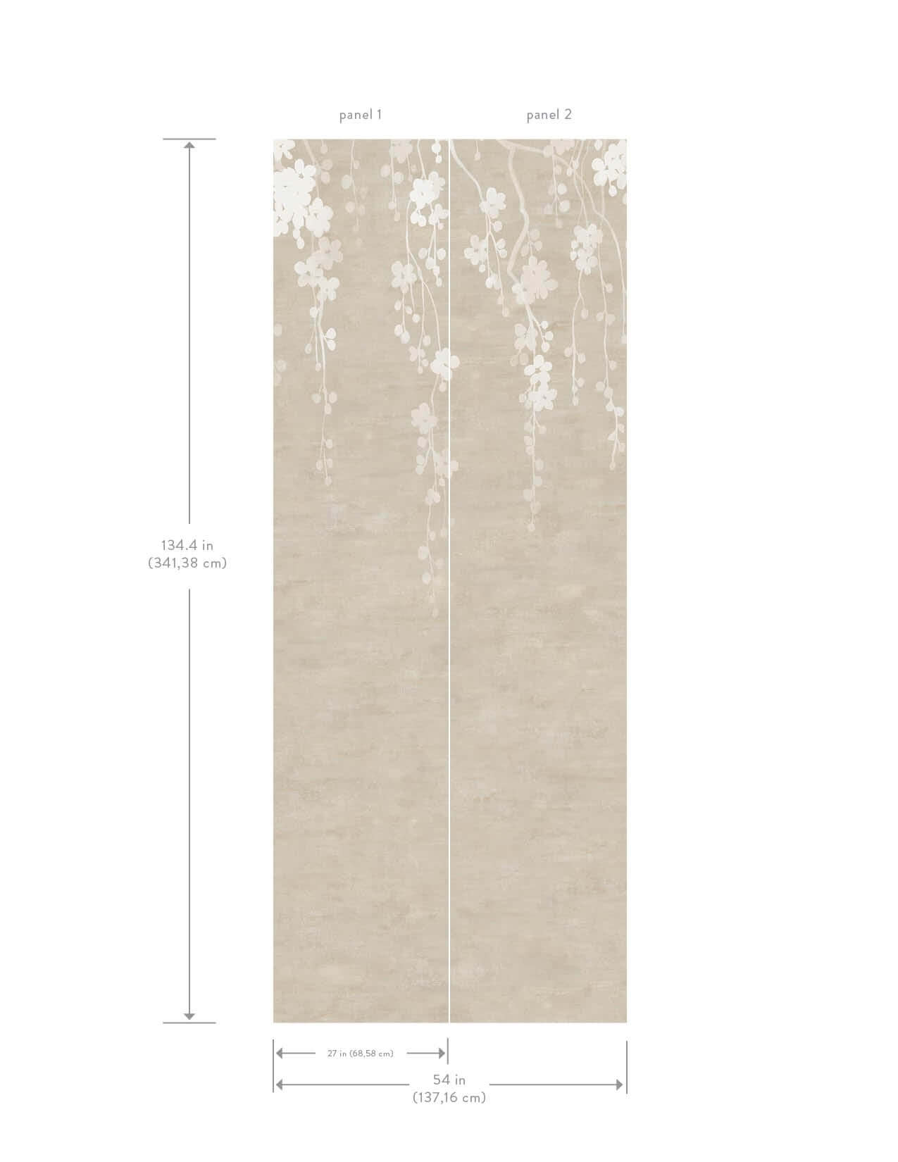 York Wallcoverings. Neutral Sakura Blooms Wall Mural | Ronald Redding