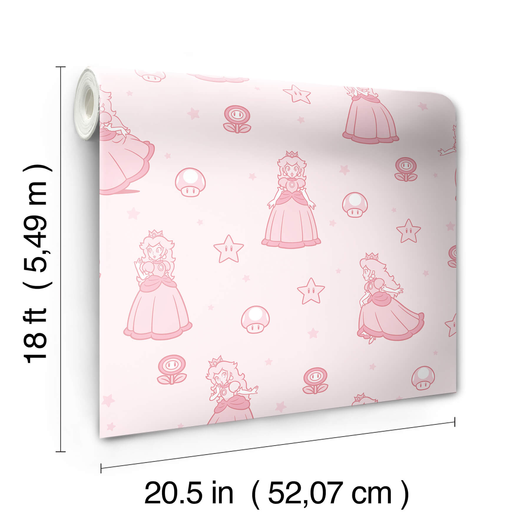 RMWS1228 - Super Mario Princess Peach Pink Peel and Stick Wallpaper ...