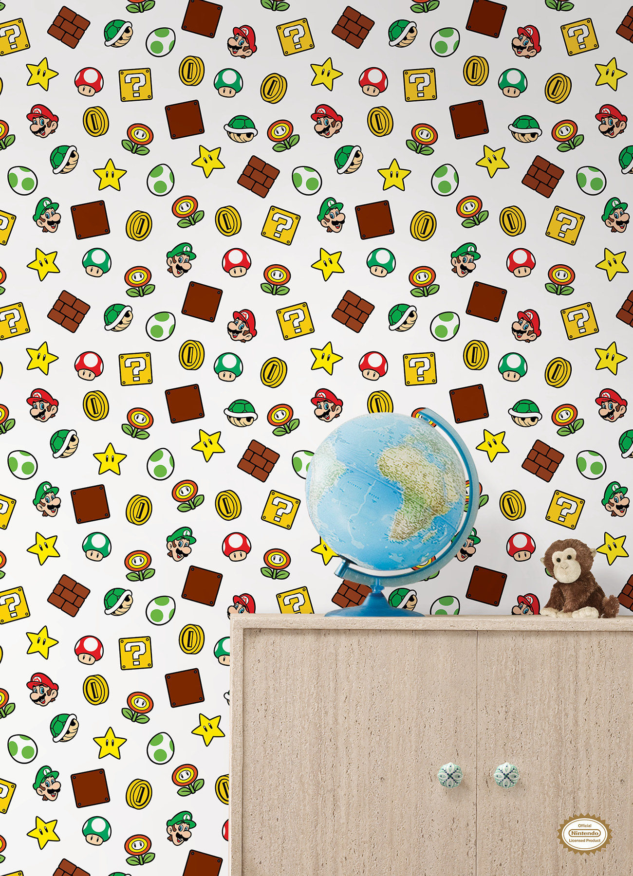 RMWS1226 - Nintendo Super Mario Power Up Icons Red and Green Peel and ...