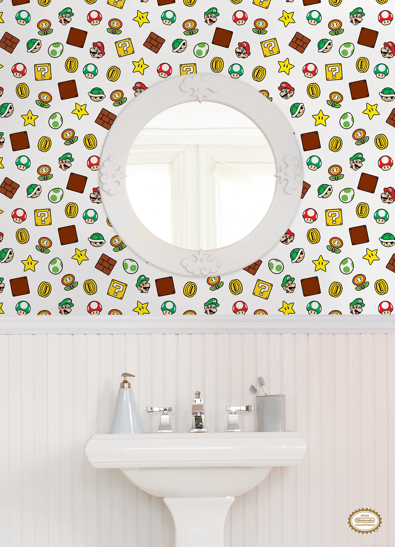 RMWS1226 - Nintendo Super Mario Power Up Icons Red and Green Peel and ...